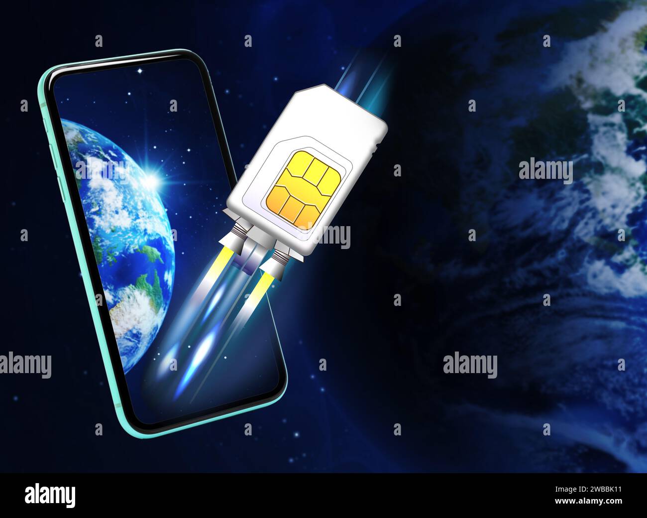 Fast internet connection. SIM card flying out of smartphone in space ...