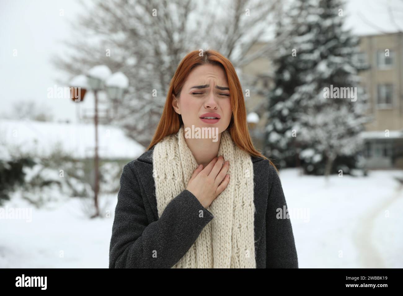 Beautiful young woman coughing hi-res stock photography and images - Alamy