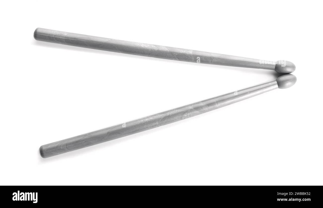Two drum sticks isolated on white, top view Stock Photo - Alamy
