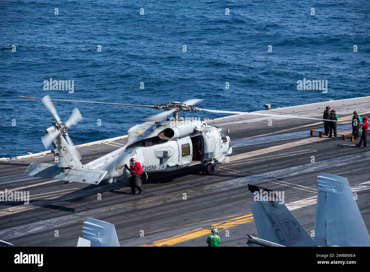 An MH-60R Sea Hawk helicopter, attached to the "Swamp Foxes" of ...