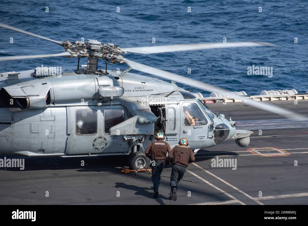 An MH-60S Sea Hawk helicopter, attached to the "Dusty Dogs" of ...