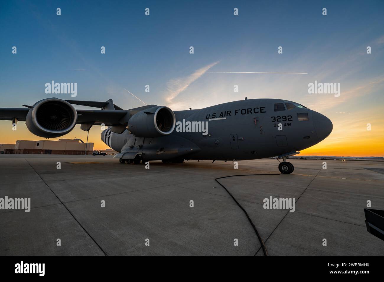 A C-17 Globemaster III assigned to the 911th Airlift Wing sits on the ...