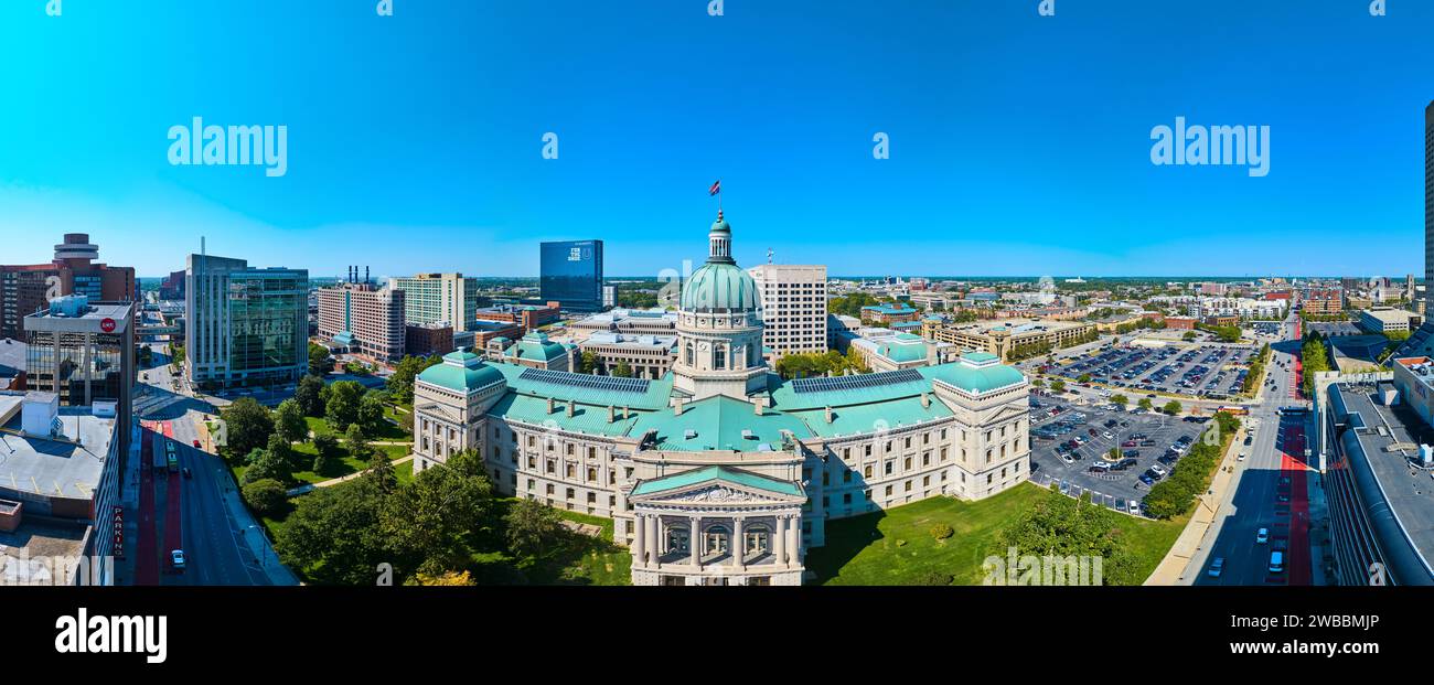 Aerial Panorama of Grand Dome Government Building Amidst Indianapolis ...
