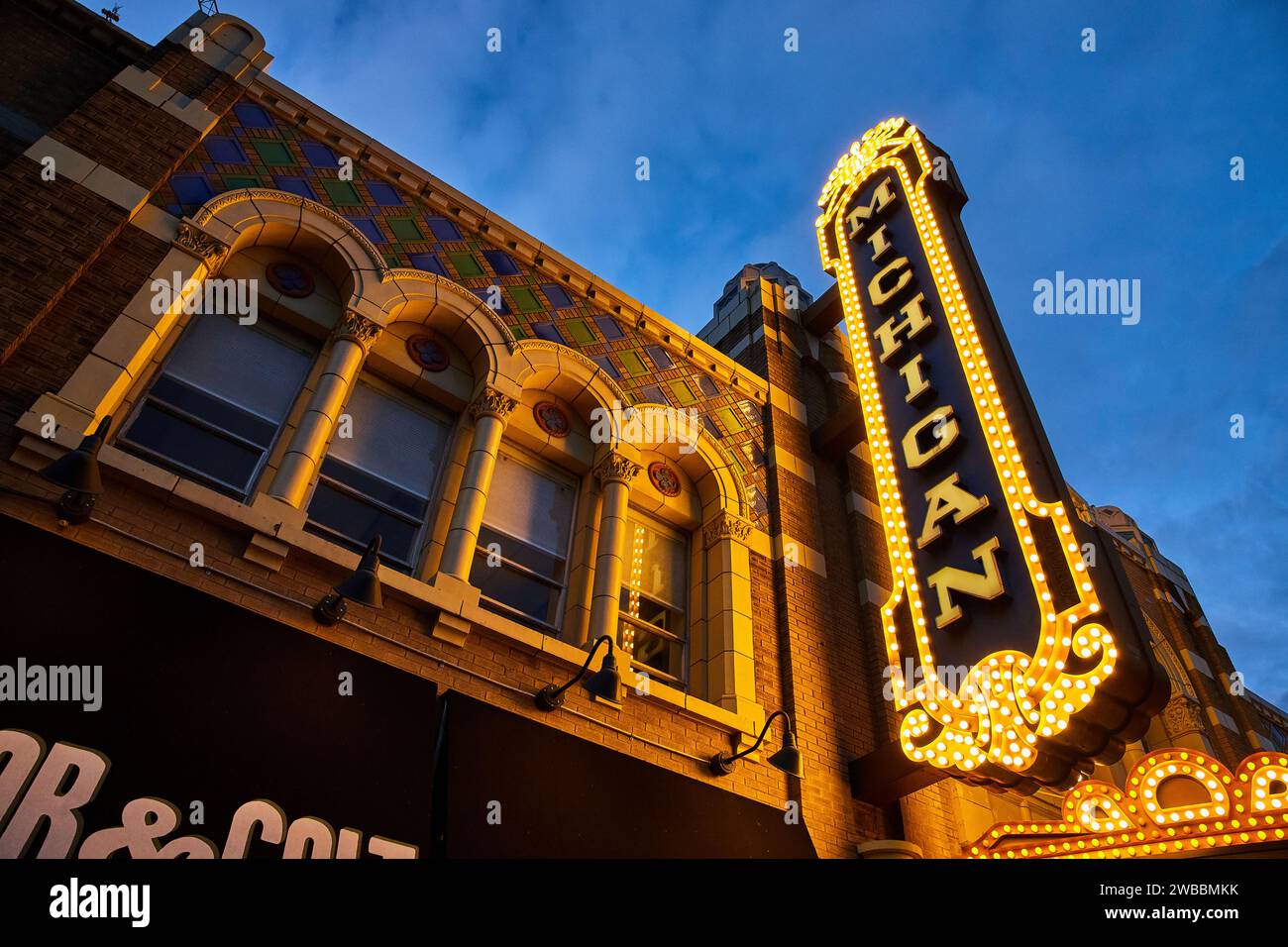 Vintage Michigan Theater Marquee at Twilight, Ann Arbor Stock Photo - Alamy