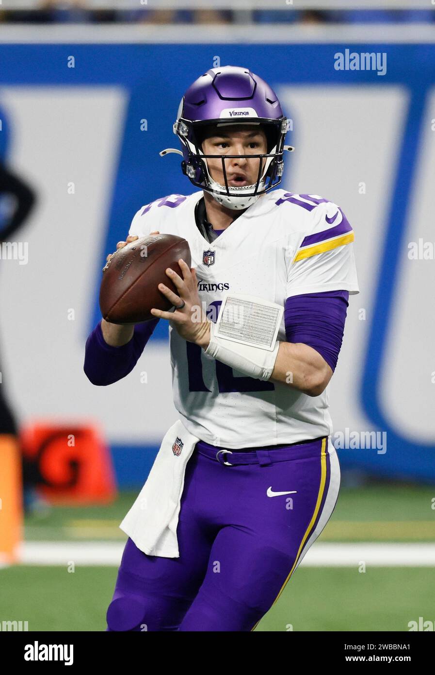 Minnesota Vikings quarterback Nick Mullens (12) looks to pass the ball ...