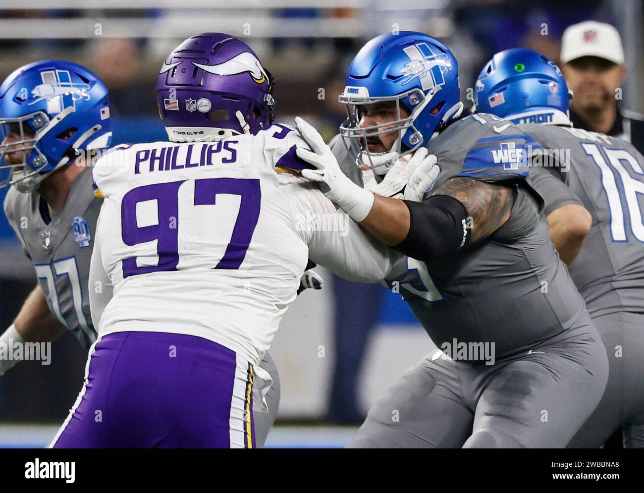 Detroit Lions guard Jonah Jackson (73) blocks against Minnesota Vikings ...