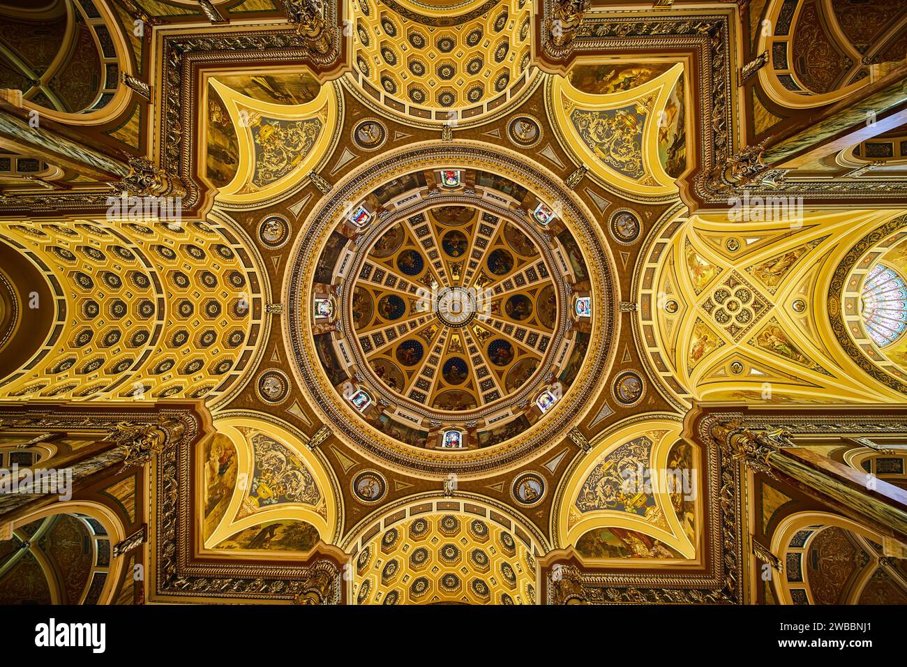 Ornate Dome Ceiling of Basilica of St Josaphat, Symmetrical Interior ...