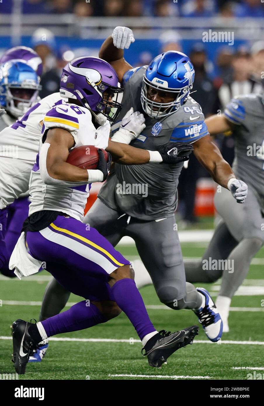 Detroit Lions fullback Jason Cabinda (45) tries to make a tackle on ...