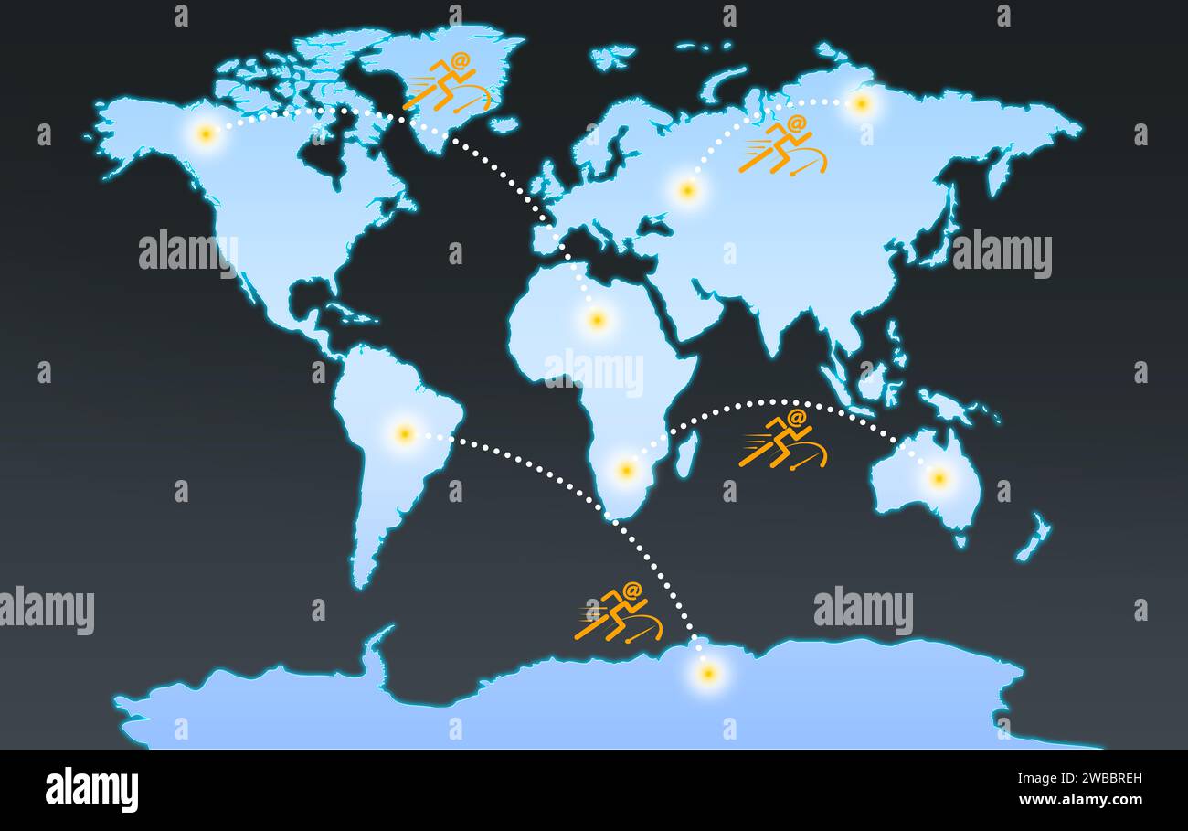 Fast internet connection. Human figures with email address symbol as ...