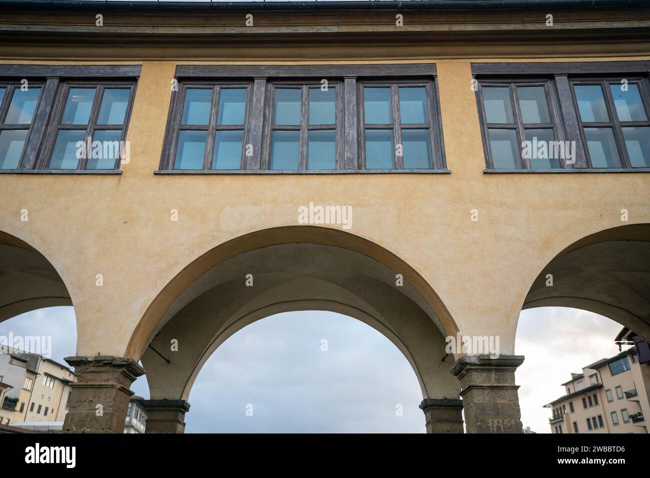 The Vasari Corridor on Ponte Vecchio bridge in Florence, Italy Stock ...