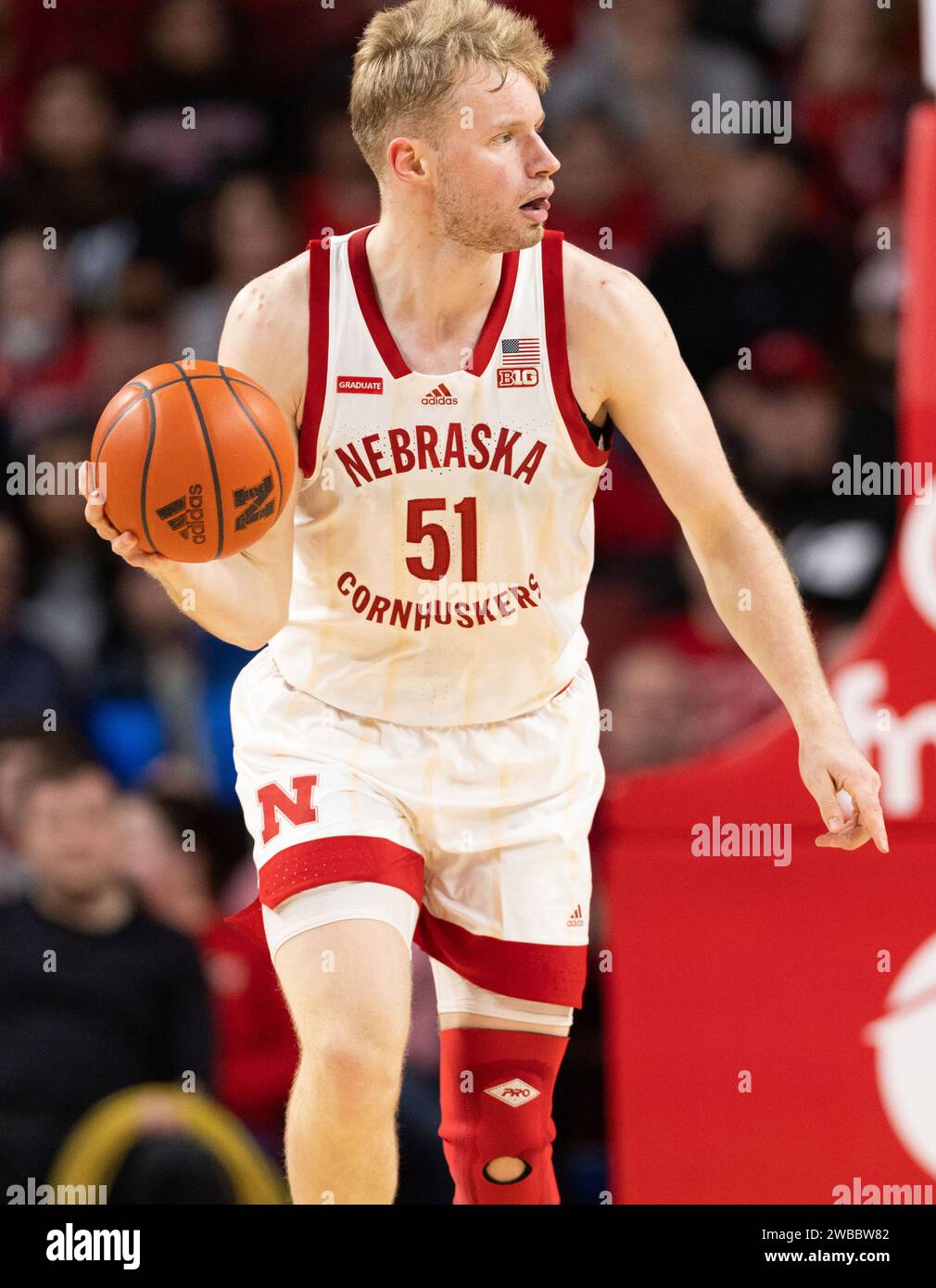 Nebraska's Rienk Mast (51) plays against Indiana during the first half ...