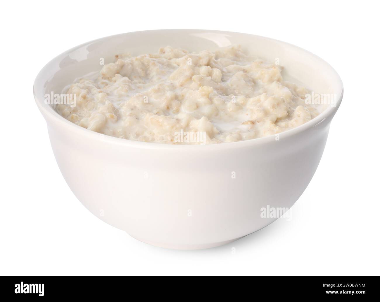 Tasty boiled oatmeal in bowl isolated on white Stock Photo - Alamy