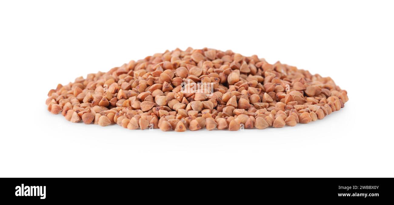 Many dry buckwheat grains isolated on white Stock Photo - Alamy