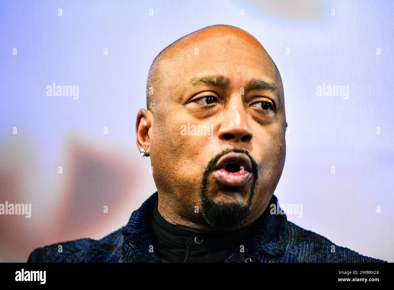 Las Vegas, NV, USA. 9th Jan, 2024. Daymond John speaks at the AWOL ...