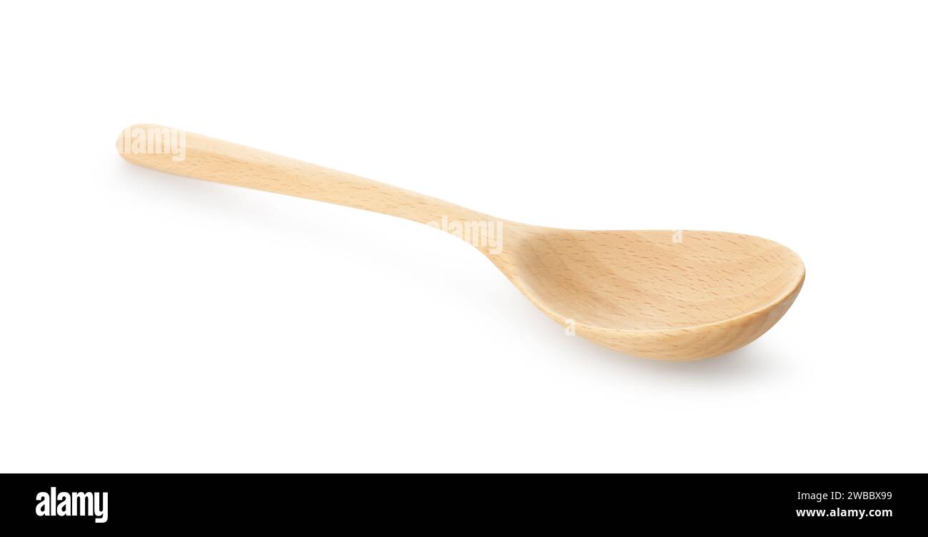 One empty wooden spoon isolated on white Stock Photo - Alamy