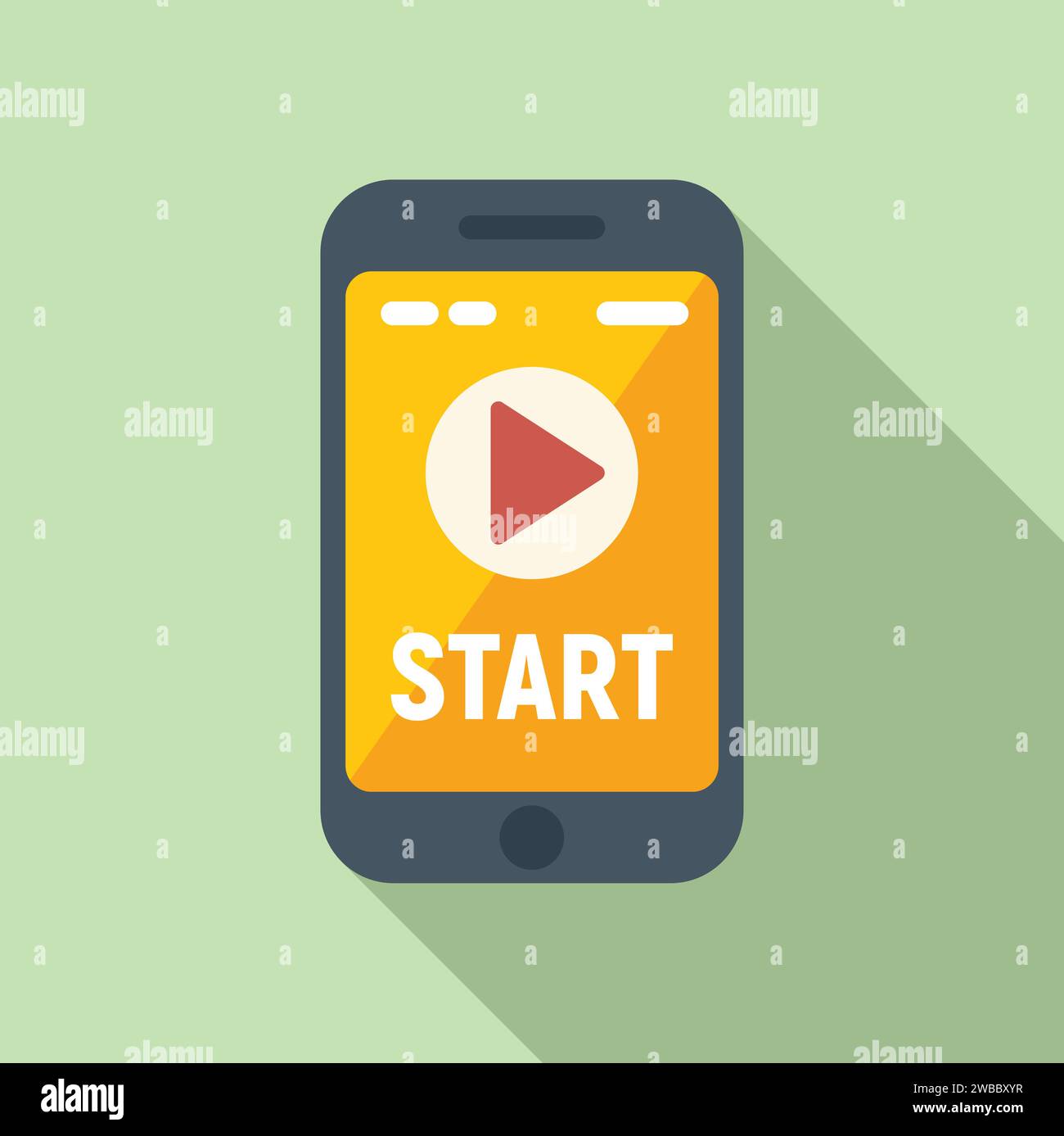 Start runner app on phone icon flat vector. Sport digital. Street feet ...