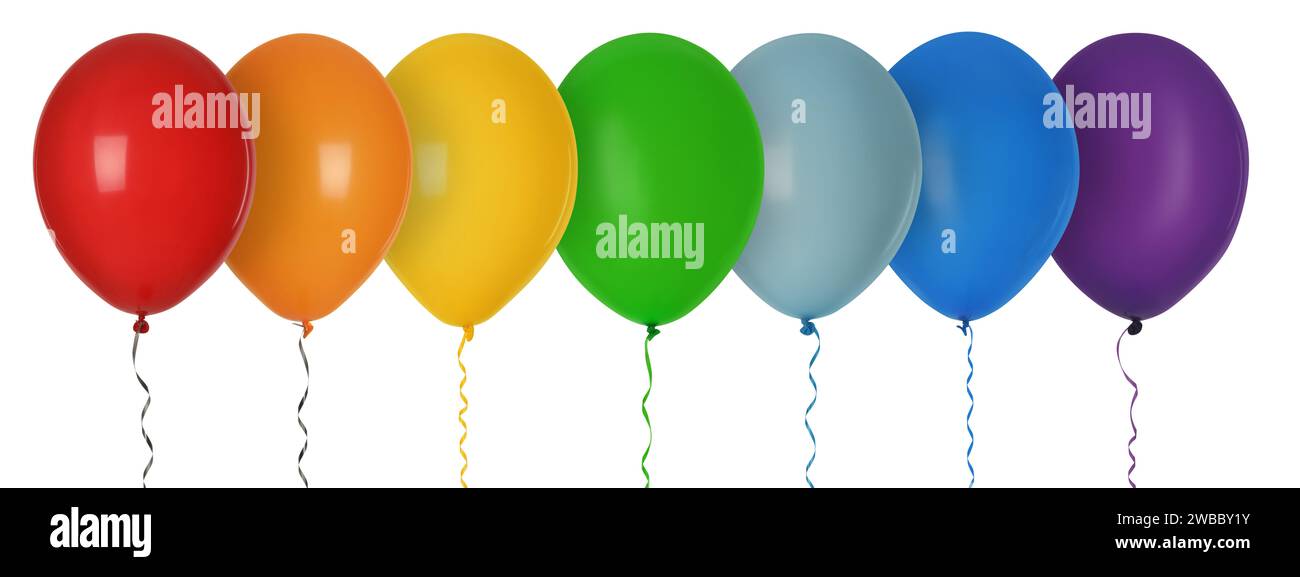 Different colorful balloons isolated on white, set Stock Photo - Alamy