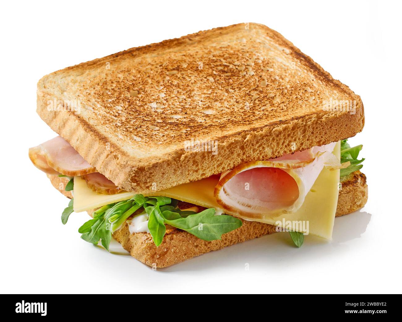 ham and cheese toast isolated on white background Stock Photo - Alamy