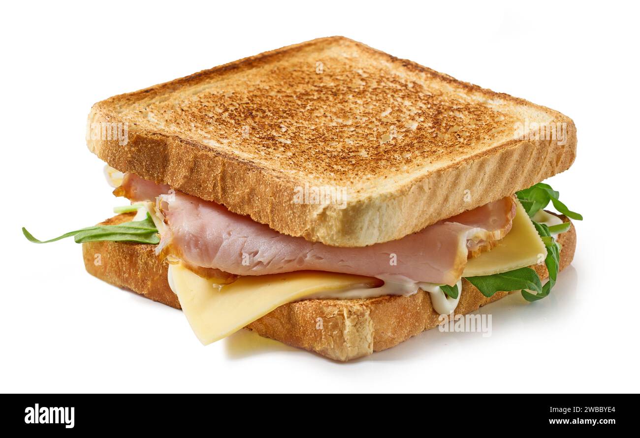 ham and cheese toast isolated on white background Stock Photo - Alamy