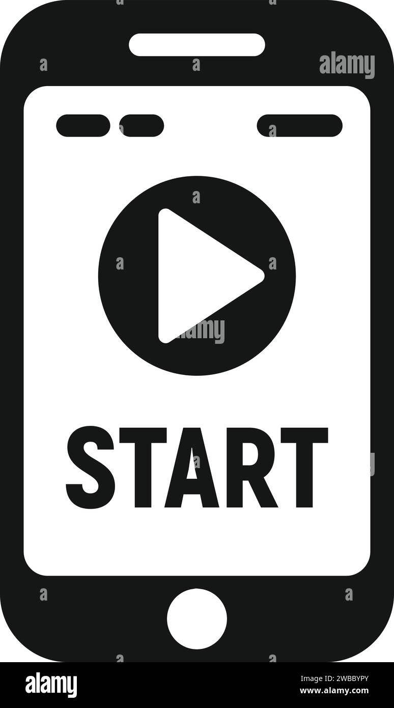 Start runner app on phone icon simple vector. Sport digital. Street ...