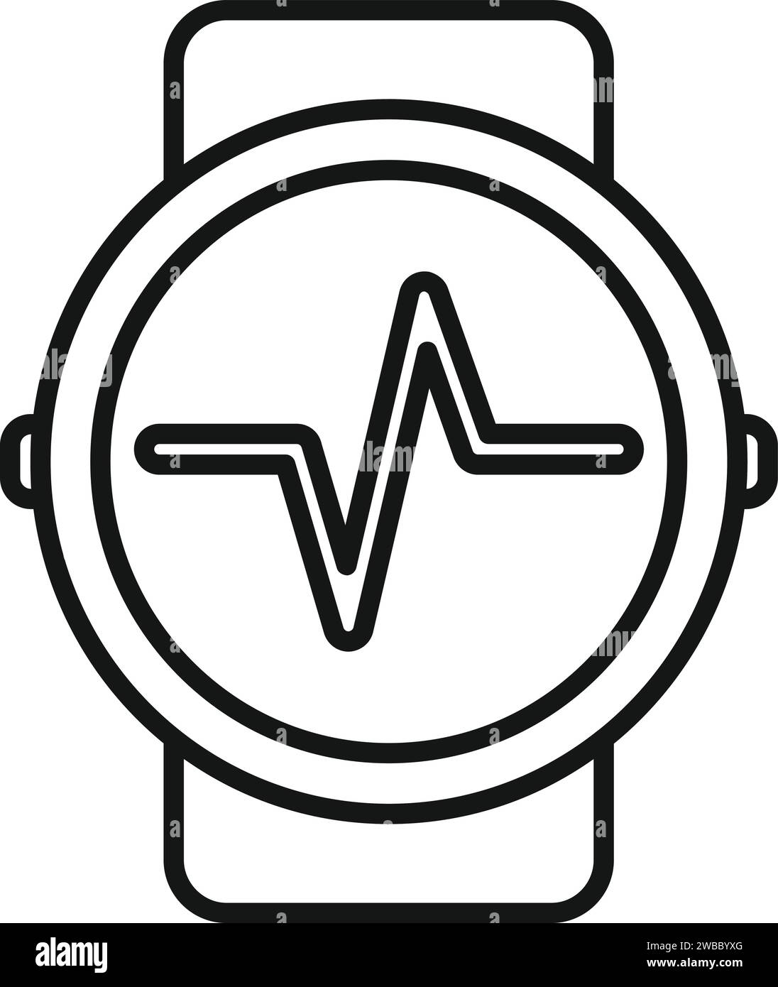 Runner heart rate watch icon outline vector. Digital app. Workout sport ...