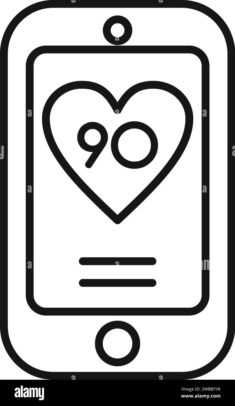 Heart rate smartphone icon outline vector. Social media. Life top ...