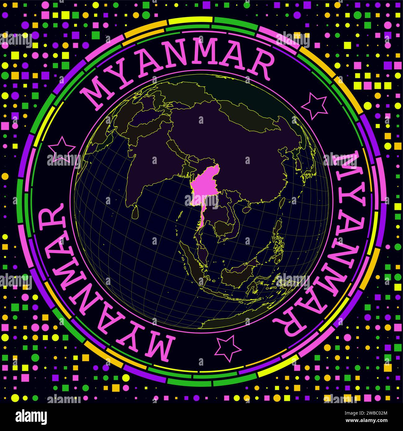 Myanmar night view Stock Vector Images - Alamy