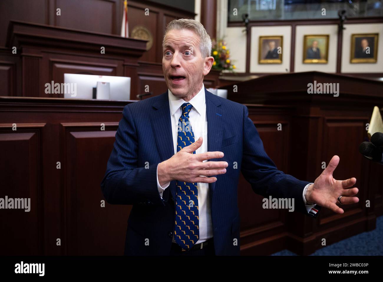 Florida House Speaker Paul Renner speaks with reporters in the House ...