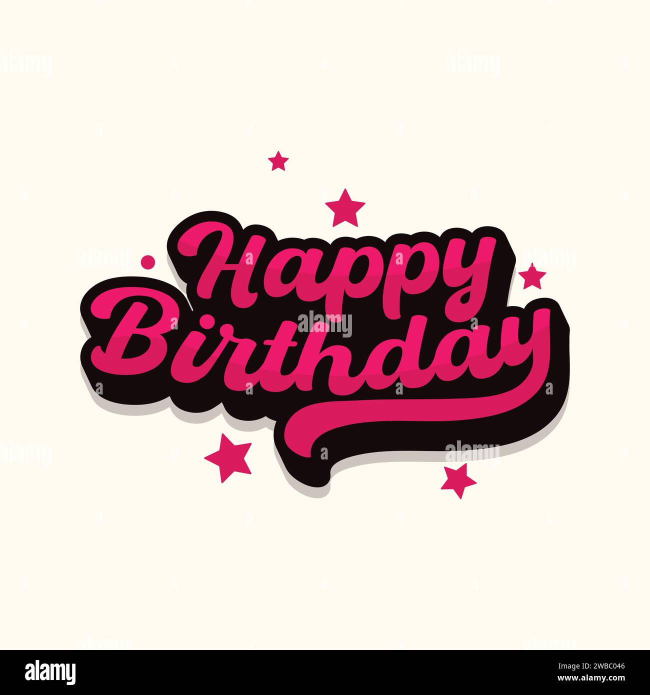 Happy birthday retro style typography greeting card with some star icon ...