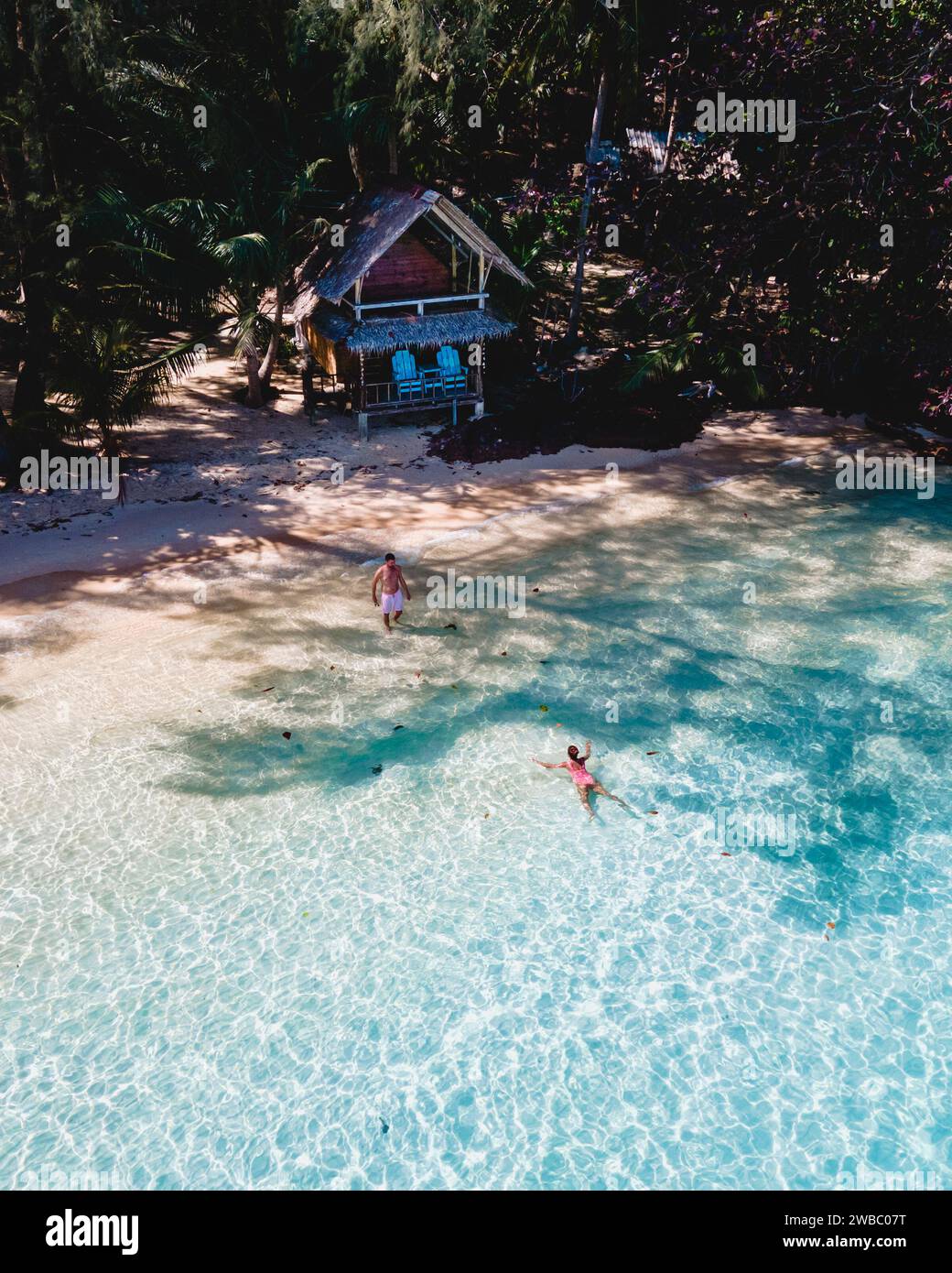 Koh Wai Island Trat Thailand, wooden bamboo hut bungalow on the beach ...