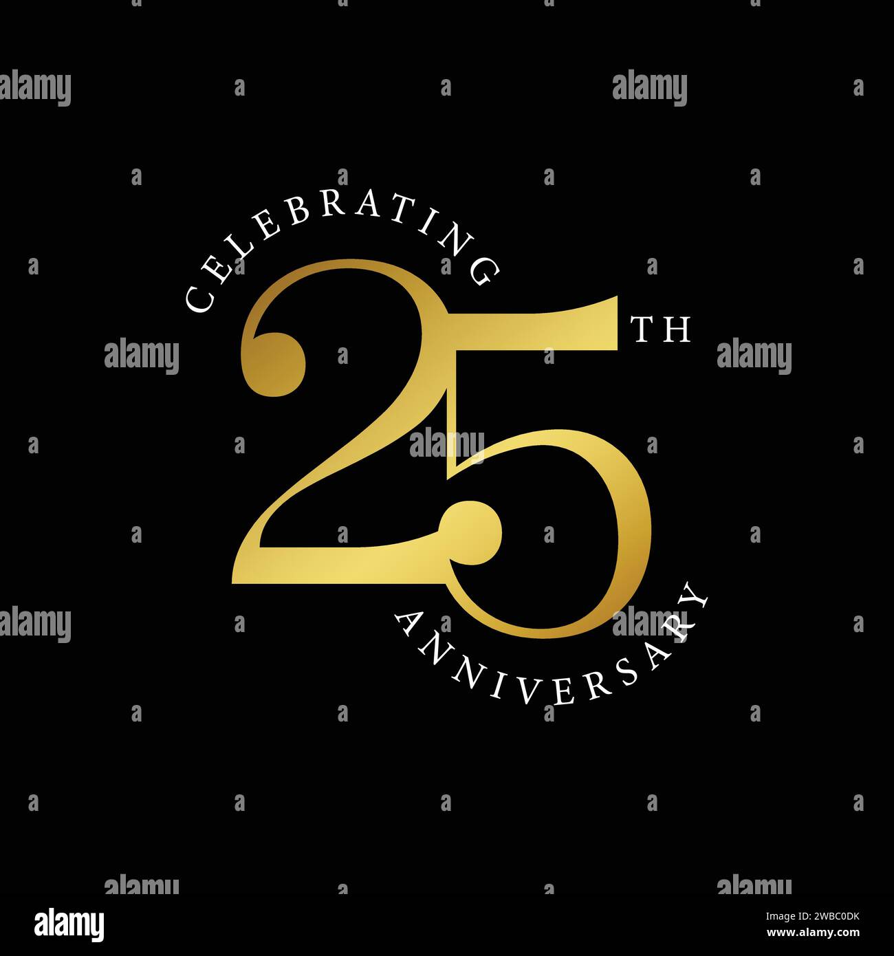 Celebrating 25 years anniversary golden color logo, sticker, label ...
