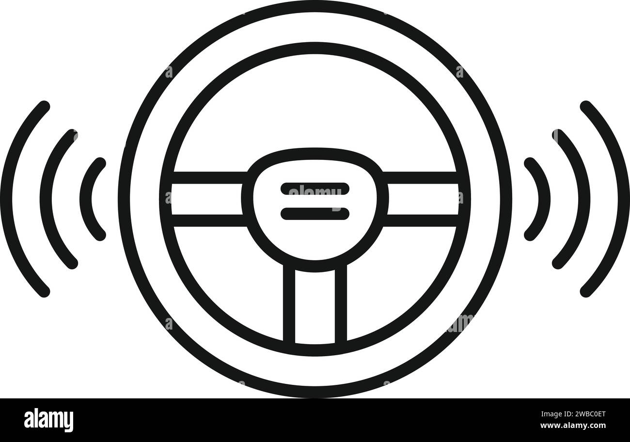 Steering wheel sensor icon outline vector. Safety control. Alert care ...