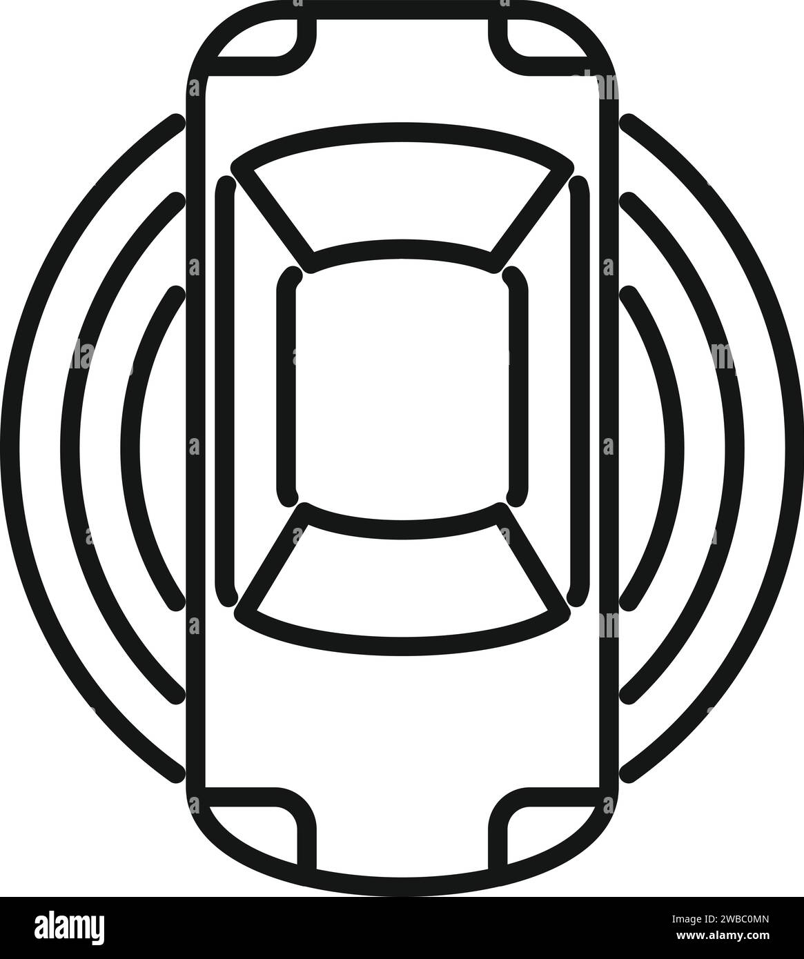 Top view control safety icon outline vector. Road sensor. Smart control ...