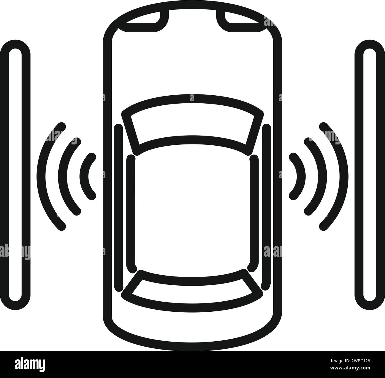 Auto road safety icon outline vector. Sensor control. Move drive safe ...