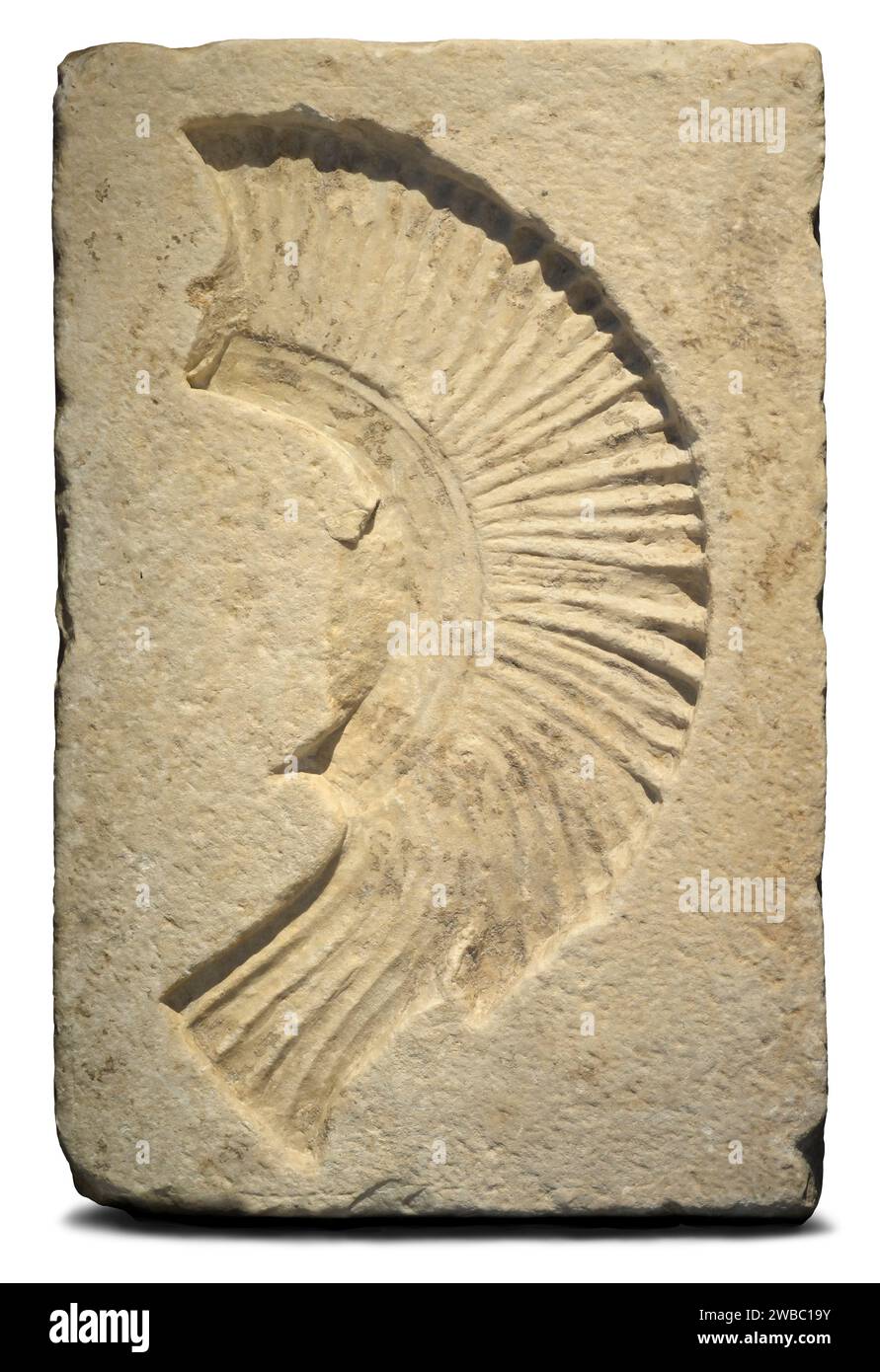Carved helmet crest mold, Tegea Stock Photo - Alamy