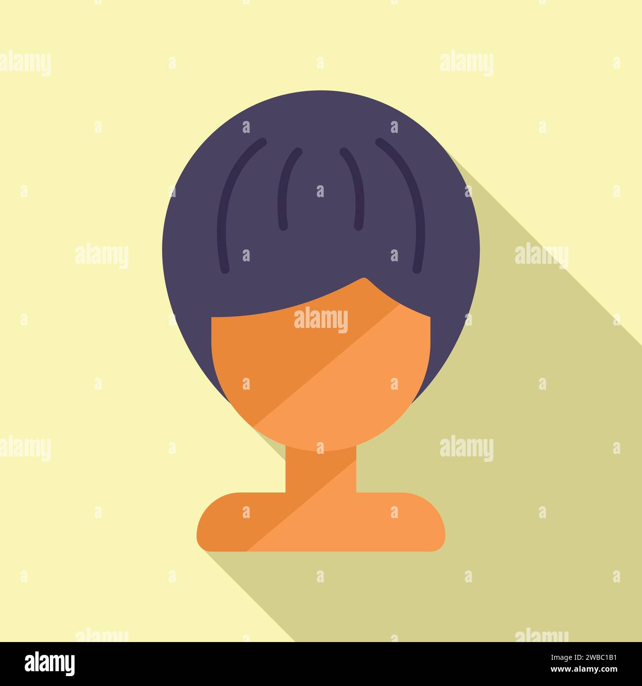 Fake short wig icon flat vector. Tint artist. Trend cranium model Stock ...