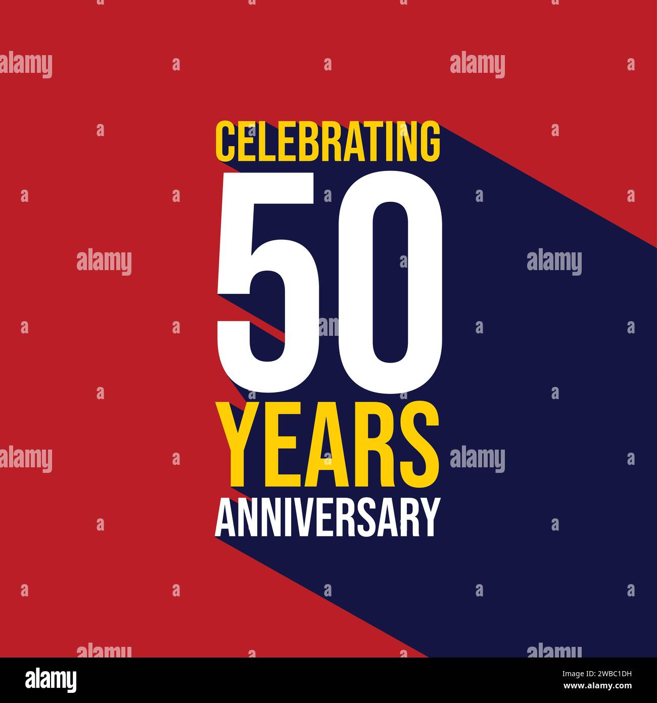 Celebrating 50 years anniversary template design with a long shadow on ...