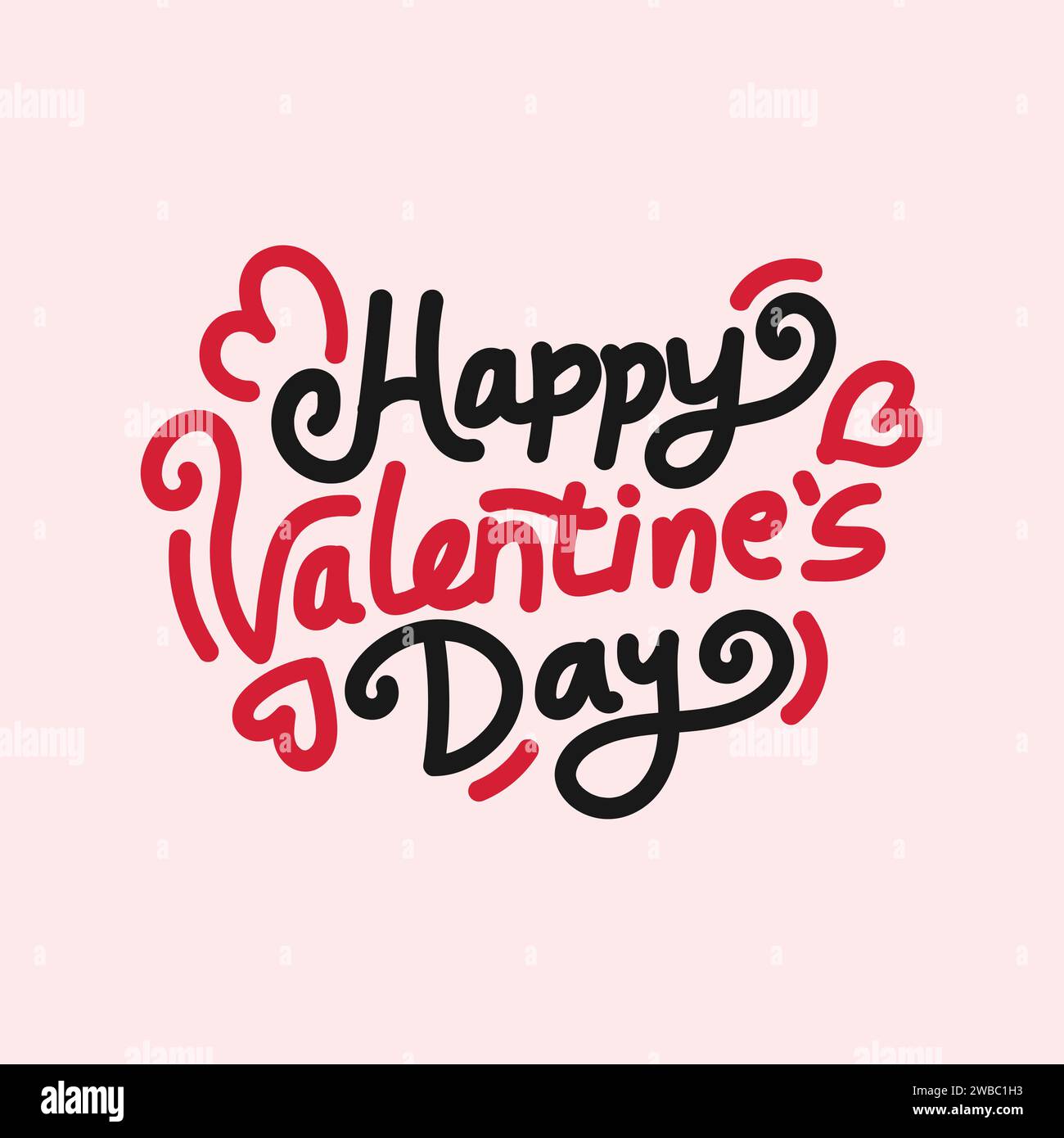 Hand drawn lettering of Happy valentines day greeting card vector ...