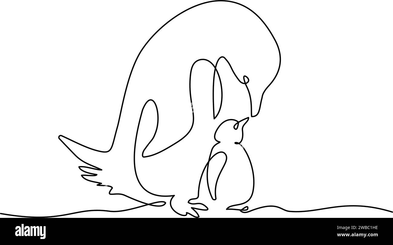 Cute penguin with chick. Mother and baby. Mother day concept Stock ...
