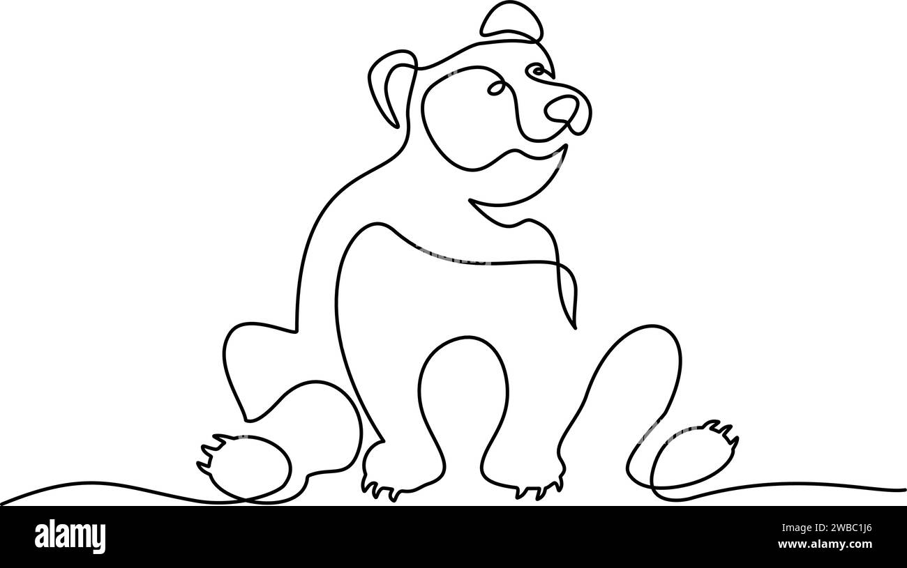 Continuous one line drawing. Bear sitting symbol Stock Vector Image ...