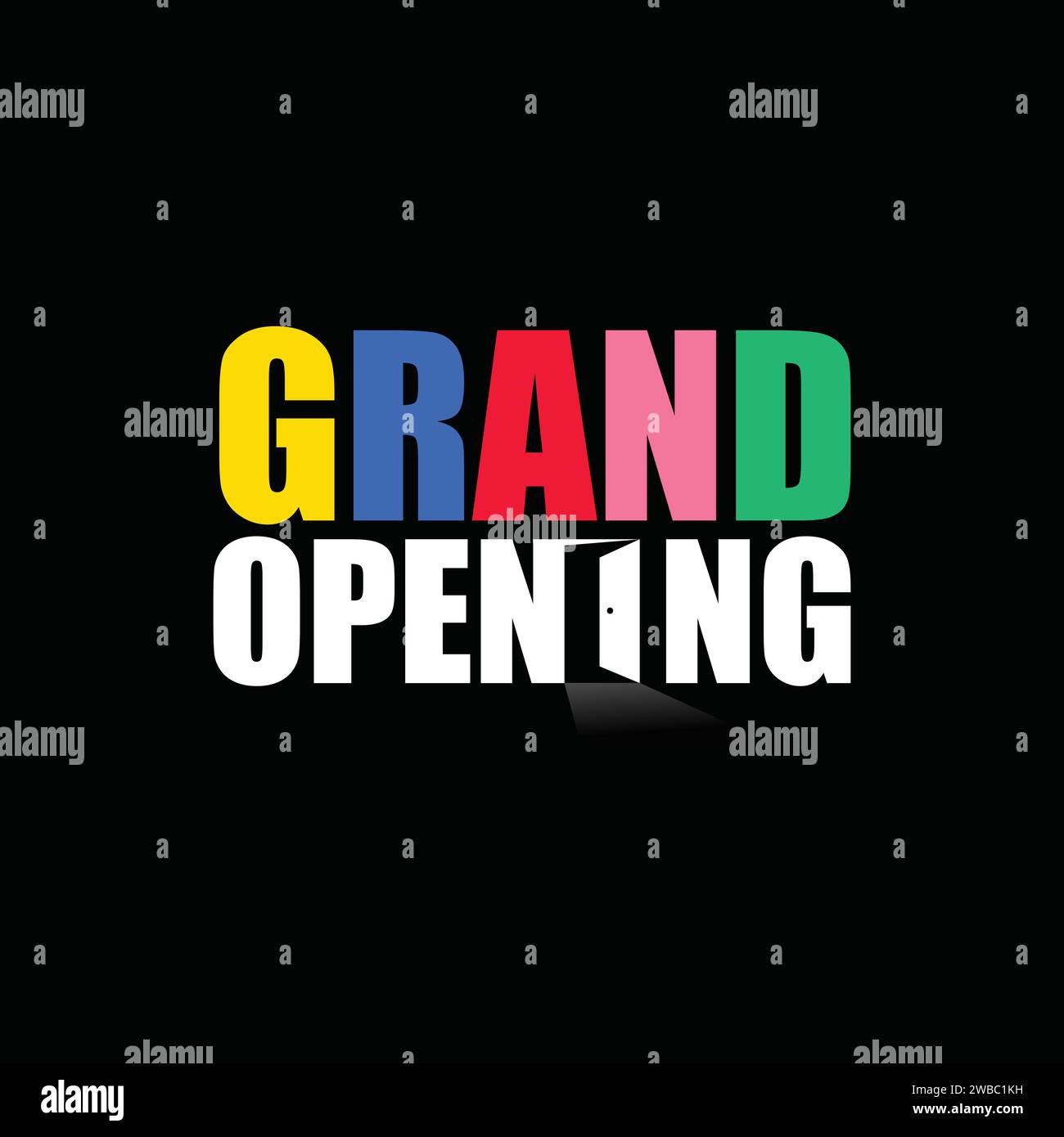 Grand opening invitation template with Colorful typography and opening ...