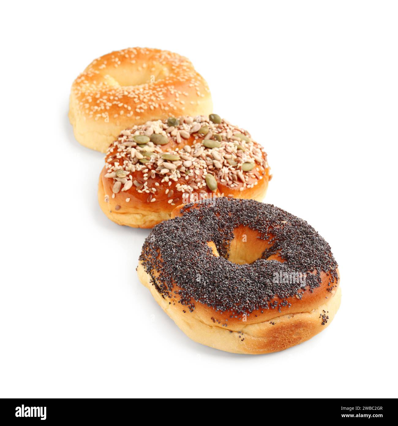Tasty bagels isolated on white background Stock Photo - Alamy
