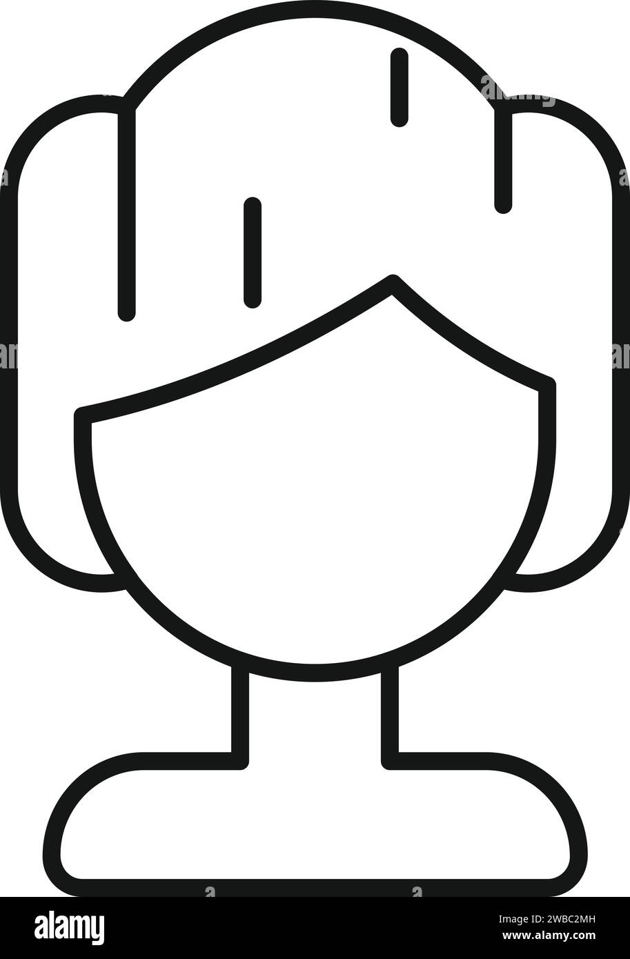 Very short wig icon outline vector. Female fashion head. Coloration ...