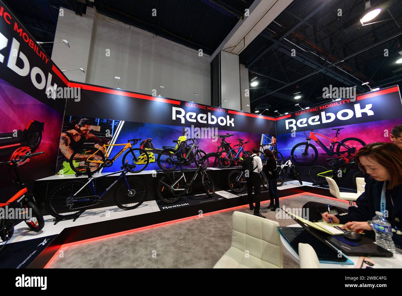 Las Vegas, NV, USA. 9th Jan, 2024. View of the Reebok Booth at CES 2024 at Las Vegas Convention ...
