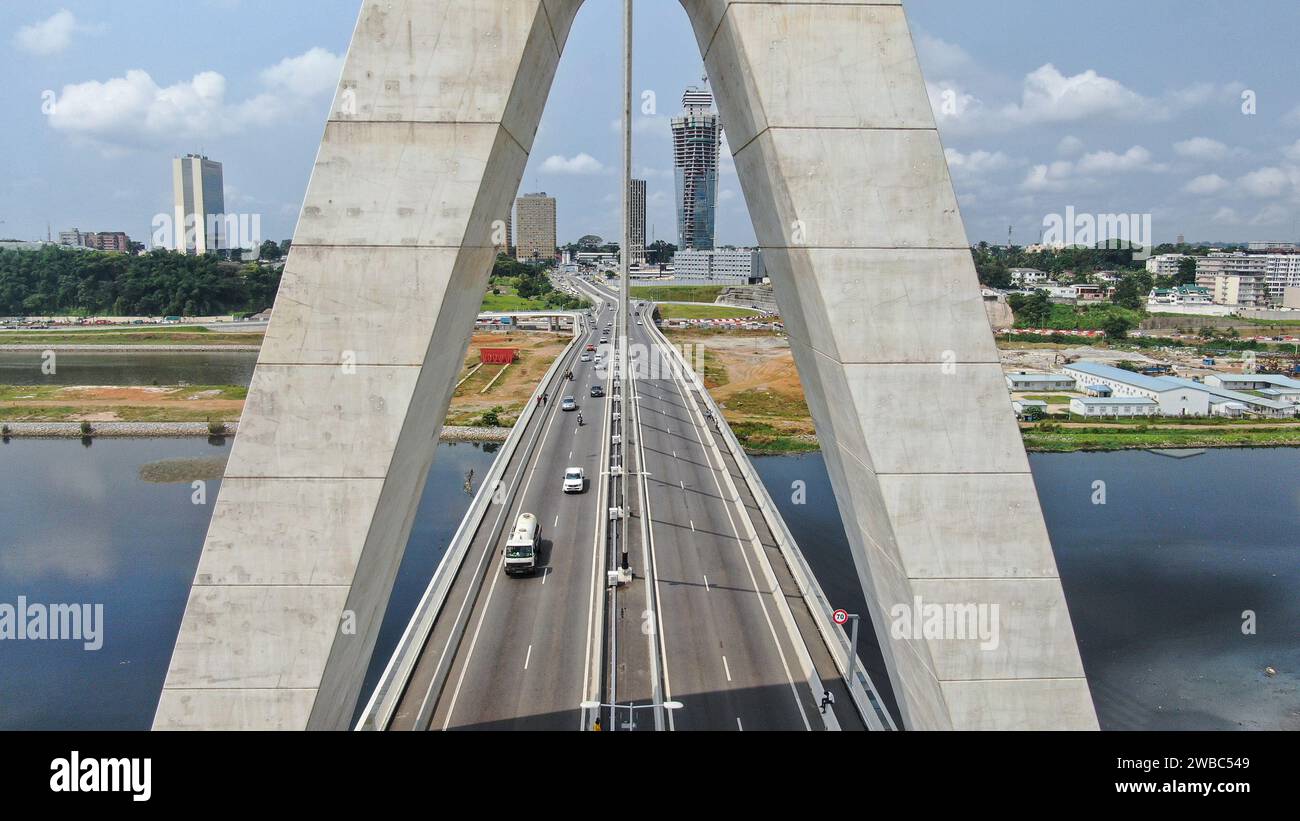 Abidjan. 9th Jan, 2024. This aerial photo taken on Jan. 9, 2024 shows a ...