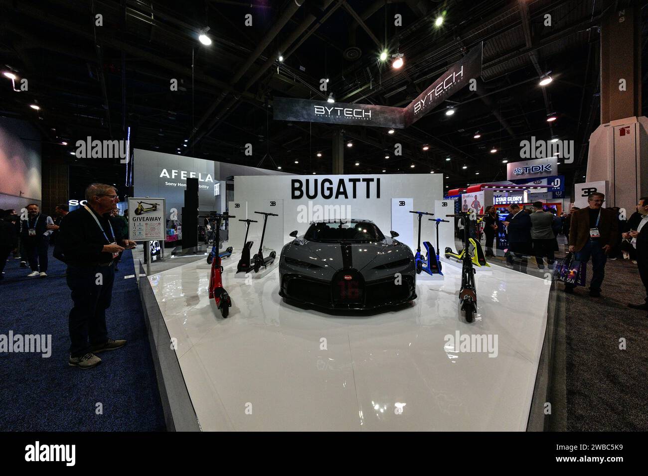 Las Vegas, NV, USA. 9th Jan, 2024. View of the Bugatti booth at CES 2024 at Las Vegas Convention ...
