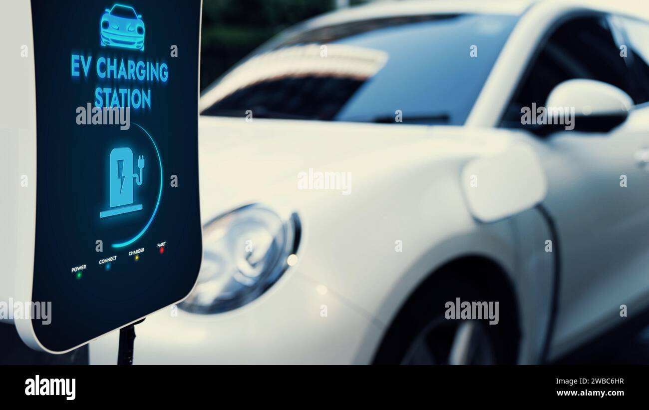 EV charging station display battery status interface for electric car ...