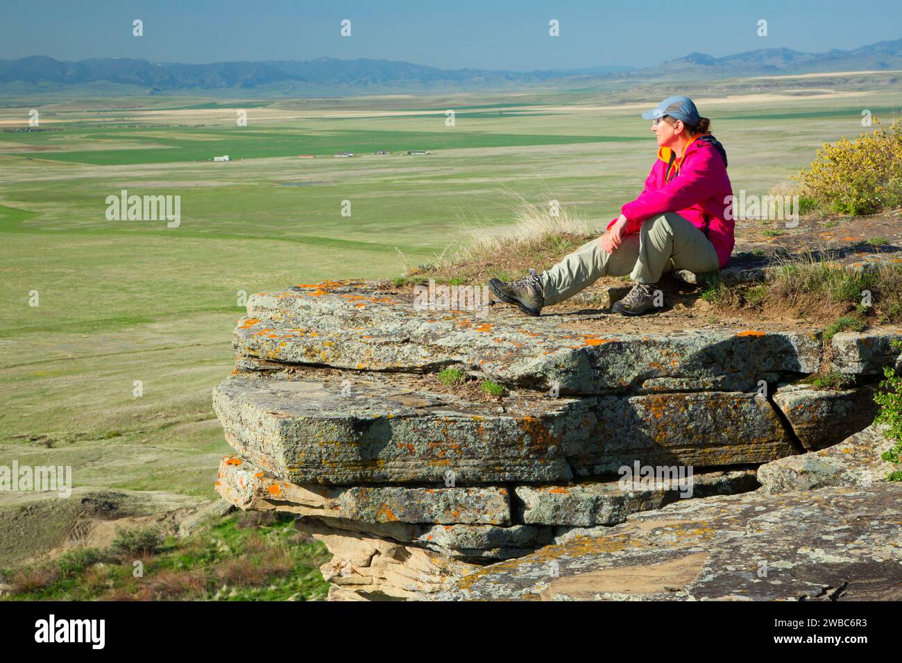 View along Loop Trail cliff, First Peoples Buffalo Jump State Park ...