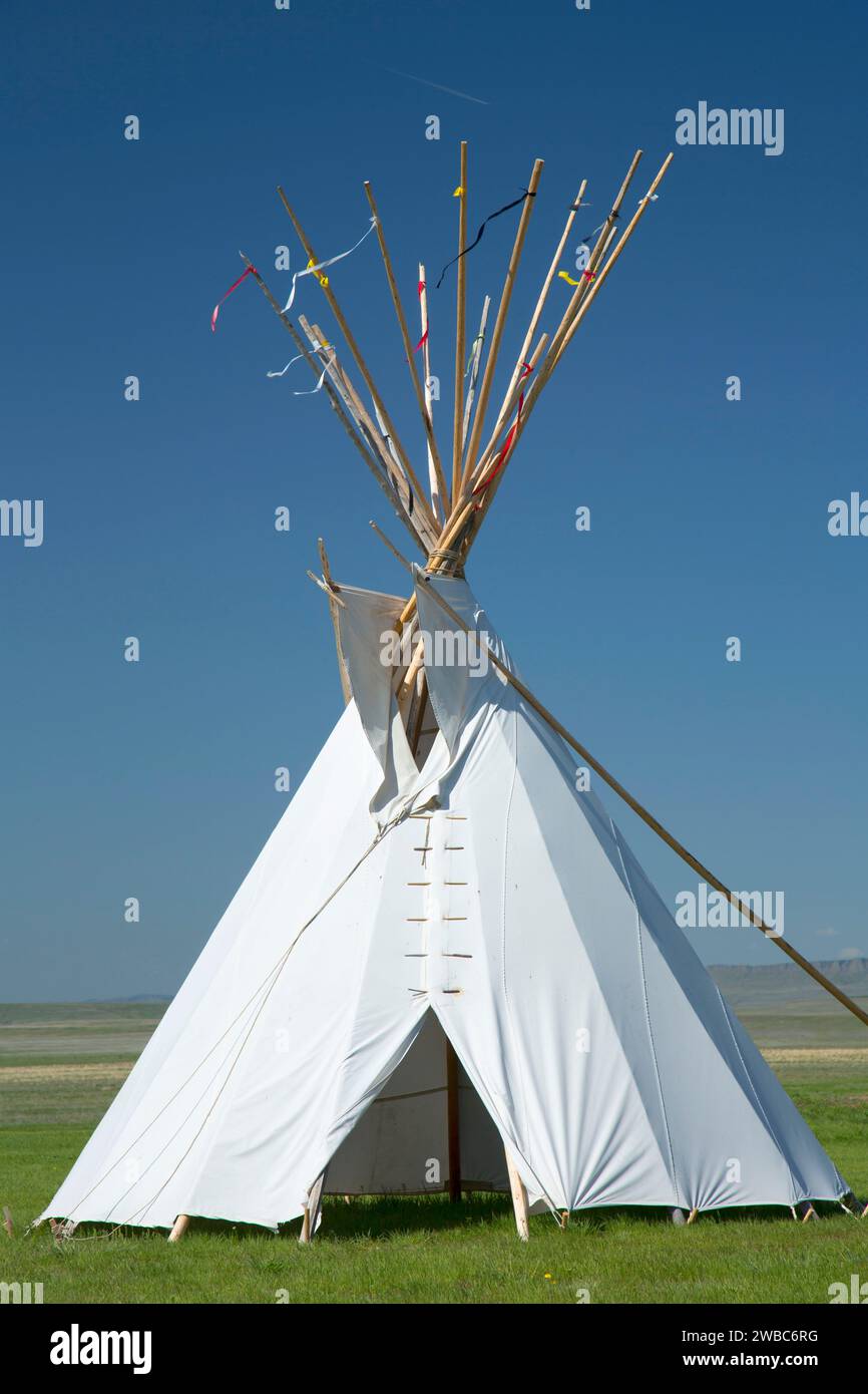 Teepee, First Peoples Buffalo Jump State Park, Montana Stock Photo - Alamy