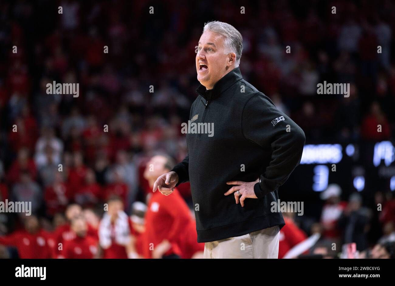 Purdue coach Matt Painter yells to the team during the first half of an ...